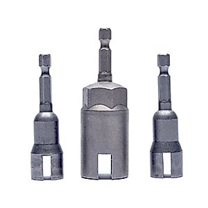 PANOVOS 3pcs Power Wing nut Driver Set,Slotted Wing Nuts Drill Bit Sleeve Socket Wrench Tool Set, 1/4" Hex Shank for Panel Nuts,Screws Eye C Hook & Q-Hanger(19mm,12mm)