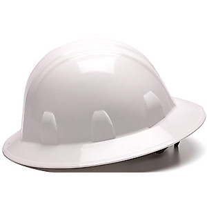 Pyramex Safety SL Series Full Brim Hard Hat, 4-Point Ratchet Suspension, White, Medium
