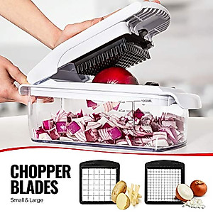 Fullstar Vegetable Chopper, Cheese Slicer, Food Chopper, Veggie Chopper, Onion Chopper, Vegetable Chopper with Container, Mandoline Slicer & Cheese Grater (11 in 1 - White)