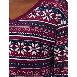 Nautica Women's 2 Piece Fleece Pajama Sleepwear Set (Small, Purple -Winter Fair Isle)