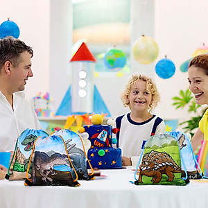 Weewooday 20 Pcs Dinosaur Party Favor Bags Drawstring Gift Goodie Treat Bag Dinosaur Candy Party Supplies Backpack for Birthday Candy Decoration(Bright Style)