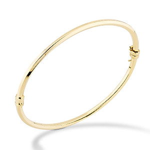 Miabella 18K Gold Over Sterling Silver Italian Oval Hinged Bangle Bracelet for Women, 6.75 to 8 Inch, 925 Made in Italy (Medium - 7.5 Inches)