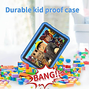 JREN Kids Tablet, 10" Tablet for Kids, Android 13 Version,IPS HD Display 1280 X 800,1080P, Octa-core CPU Speed up to 1.8GHz,RAM 4GB and 64GB Storage, Battery 8000mAh,Ages 3-12,Color Blue