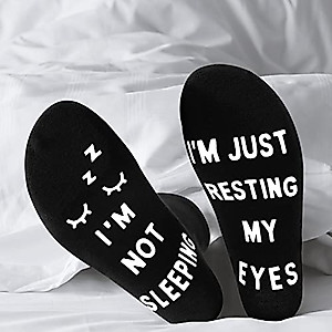 ModernStyle Birthday Christmas Gifts for Dad Men Husband Grandpa Women Grandma Ideas I‘m Not Sleeping I’m Just Resting My Eyes Funny Socks-L