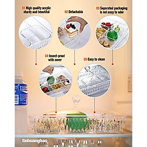 Gehuangbao Food container acrylic Serving Tray,Large Platter with Lid 24 Removable Bowls,Condiments Appetizers Snacks Nuts Platter,Perfect for Party Wedding Family (4 Sets)