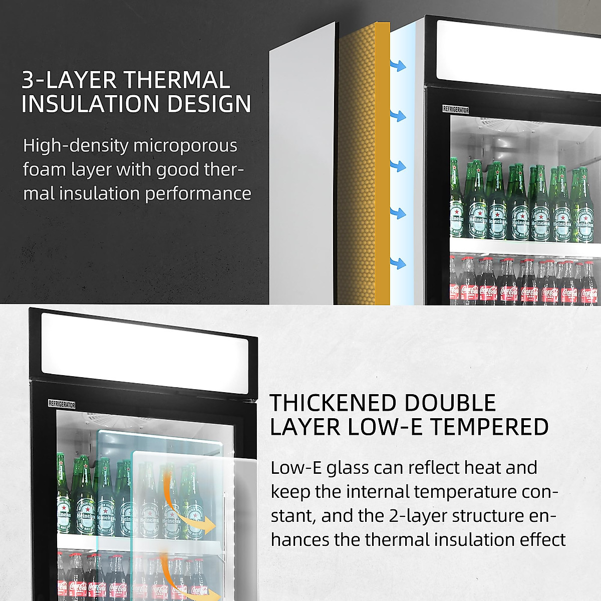 CHUMART 16 Cu. Ft Commercial Refrigerator with Glass Door, 25" Display Refrigerator Single Door Beverage Merchandiser with LED Light, Small Drink fridge for Restaurant, shop