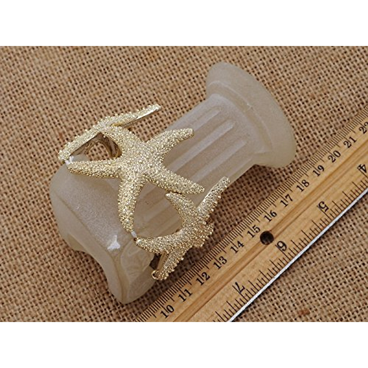 Alilang Womens Shiny Textured Starfish Stretch Bangle Cuff Statement Bracelet, Gold