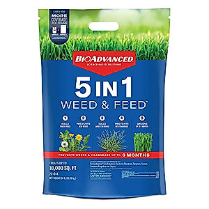 BioAdvanced 5 In 1 Weed and Feed, Granules, 24 lb