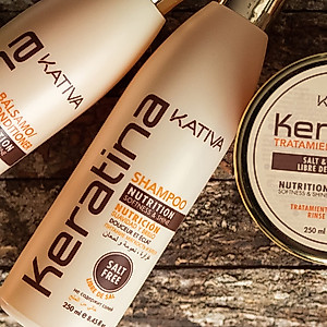 KATIVA Keratin Shampoo, 8.45 Fl Oz, Rebuild & Strengthen Damaged Hair, with Hydrolyzed Keratin & Ceramides for Soft, Shiny and Nourished Hair, Free from Sulfate, Gluten,Paraben,Salt