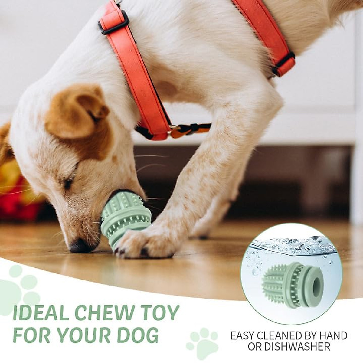 COMFPET Dog Chew Toys for Teething and Cleaning, Rubber Puppy Toys, Dog Dental Chews Toy, Interactive Dog Toys for Small/Medium Dog, Cactus Shape(Green)