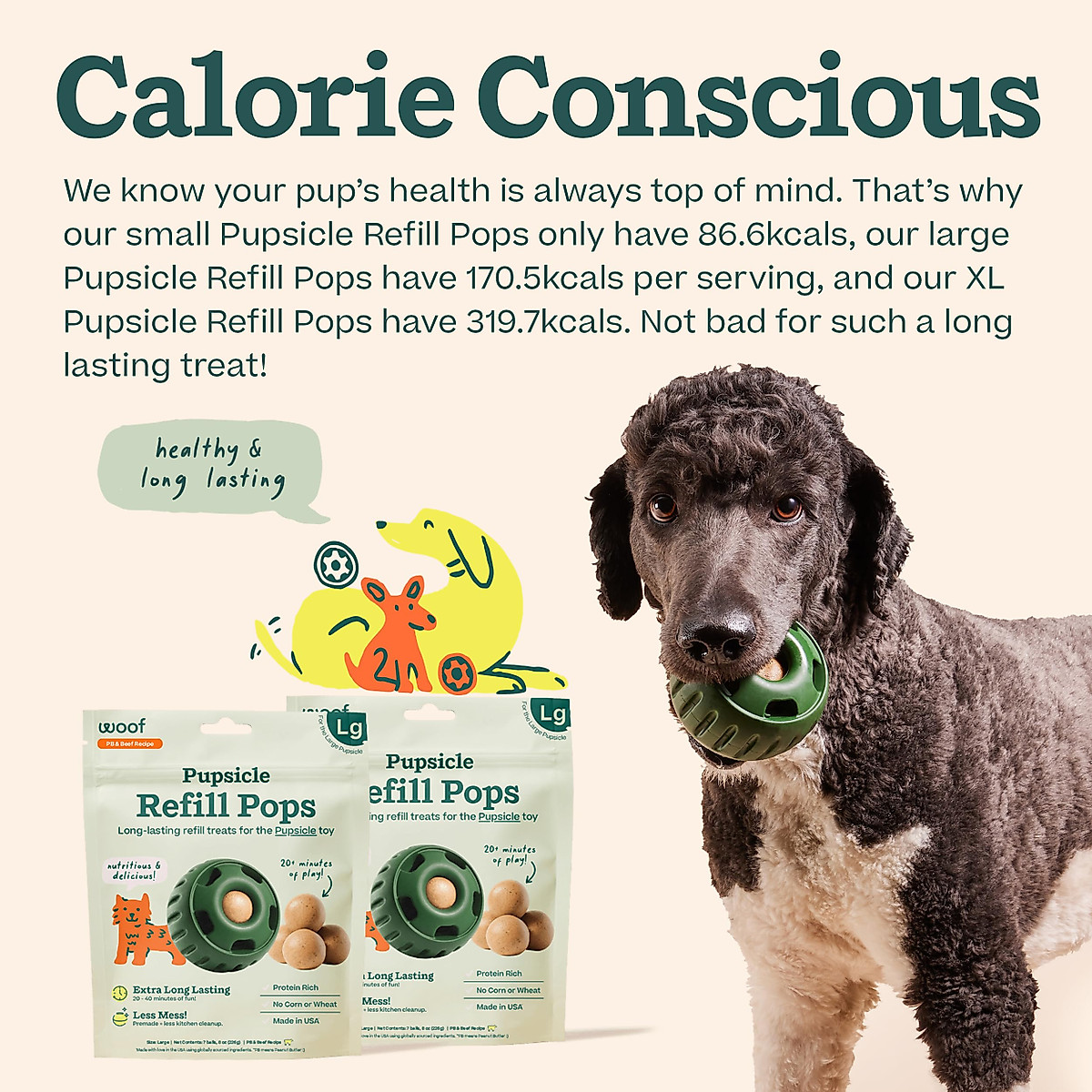 WOOF Pupsicle Pops, Delicious Long Lasting Dog Treats, Refills for The Pupsicle, Pre-Made Refill Treats for Dogs, Natural Ingredients, Low-Mess Beef Pet Treats - Large Pops - 7 Count