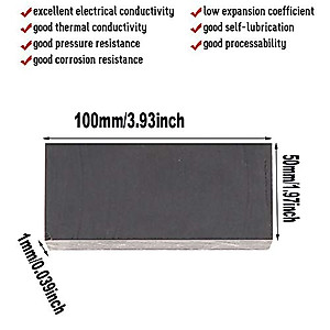 SOFIALXC Graphite Plate Panel Sheet 99.9% Pure Carbon Electrode Pyrolytic 100Mmx50mm 5Pcs,Thickness 1mm