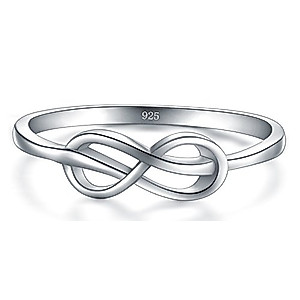 BORUO Infinity Ring - Sterling Silver Rings For Women - 925 Infinity Sterling Silver Rings - Knot Ring - Infinity Shape Silver Ring - Classic Gift for Special Occasions - Stackable - 2mm Size 5.5