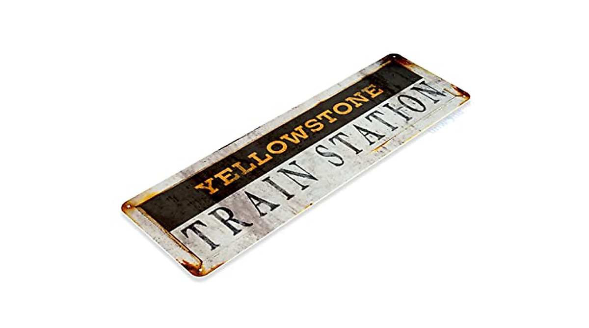 Yellowstone Train Station Metal Sign | Rustic Decor by TinWorld