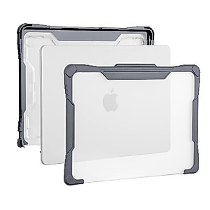 BlueSwan Shockproof Protective Laptop Case for MacBook Air M2 Case 13.6 inch M3 A3113 A2681 2024-2022 Release, Heavy Duty Rugged Hard Shell Case Cover with Strong TPU Bumper for Student, Frosted Clear