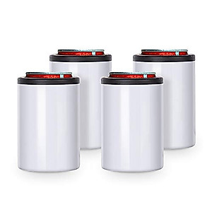PYD Life 4 Pack 12 OZ Sublimation Blanks Can Insulator White Stainless Steel Can Cooler Beer Holder Sublimation Print