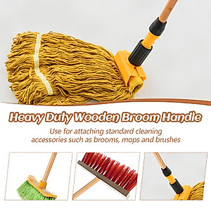 Barydat 10 Pack 55 Inch Lacquered Wood Broom Handle with Metal Threaded Tip Heavy Duty Natural Lacquered Wood Handle for Floor Home Office Commercial, 1" Diameter