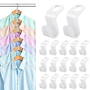 100 PCS Hanger Connector Hooks, Hangers Space Saving, Hanger Hooks, Hanger Clips for Plastic Hangers(White)