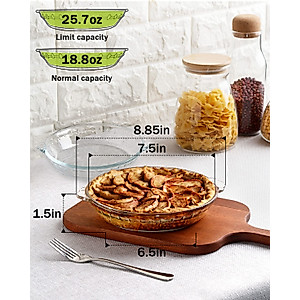 ZYER Glass Pie Plate 25oz Small Pie Dish Small Pie Pan for 1~2, Glass Pie Dish for Baking, 7.5 Inch 2pack