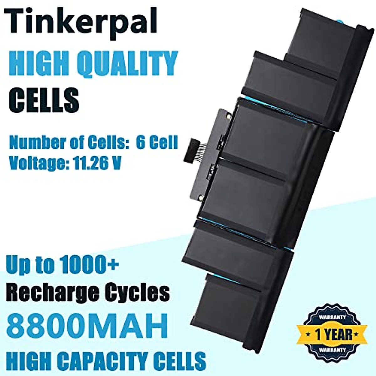 Tinkerpal A1494 Laptop Battery Compatible with MacBook Pro 15 inch Retina A1398 Late 2013 Mid 2014 Early 2015 Version, ME293 ME294 MGXA2 MGXC2 MJLQ2 MJLT2 MJLU2 11.26V 95Wh