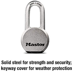 Master Lock Magnum Heavy Duty Solid Steel Padlock with Key, Silver, ‎M930XKADLH