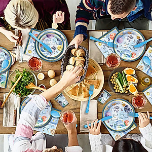 Piooluialy First Trip Around The Sun Birthday Party Decorations - 1st Outer Space Themed Party Supplies Include Plates, Cups, Napkins, Cutlery, First Space Baby Shower Birthday Supplies | 24 Guests