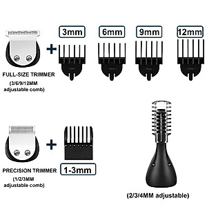 Hair Clippers Kit for Men, Multi-Function 6-in-1 Cordless USB Rechargeable Waterproof Hair Trimmer, Men's Grooming Kit