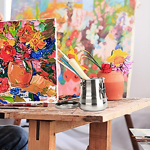 Dlicoda Paint Brush Cleaner and Holder - Airtight Stainless Steel Brush Washer for Painting with Removable Porous Filter (Medium)