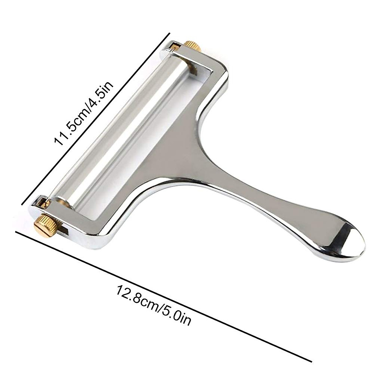 NANEEZOO Cheese Slicer, Adjustable Thickness Heavy Duty Stainless Steel Cheese Slicers With Wire for Soft & Semi-Hard Cheeses - 4 Replacement Stainless Steel Cutting Wire Included (Silver)