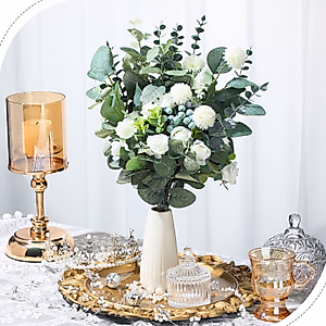 Giegxin 90 Pcs 3 Kinds Mixed Eucalyptus Leaves Stems Bulk Artificial Silver Dollar Leaves Picks Dried Eucalyptus Bundle Faux Spray for Wedding Vase Bouquet Floral Arrangement (Green)