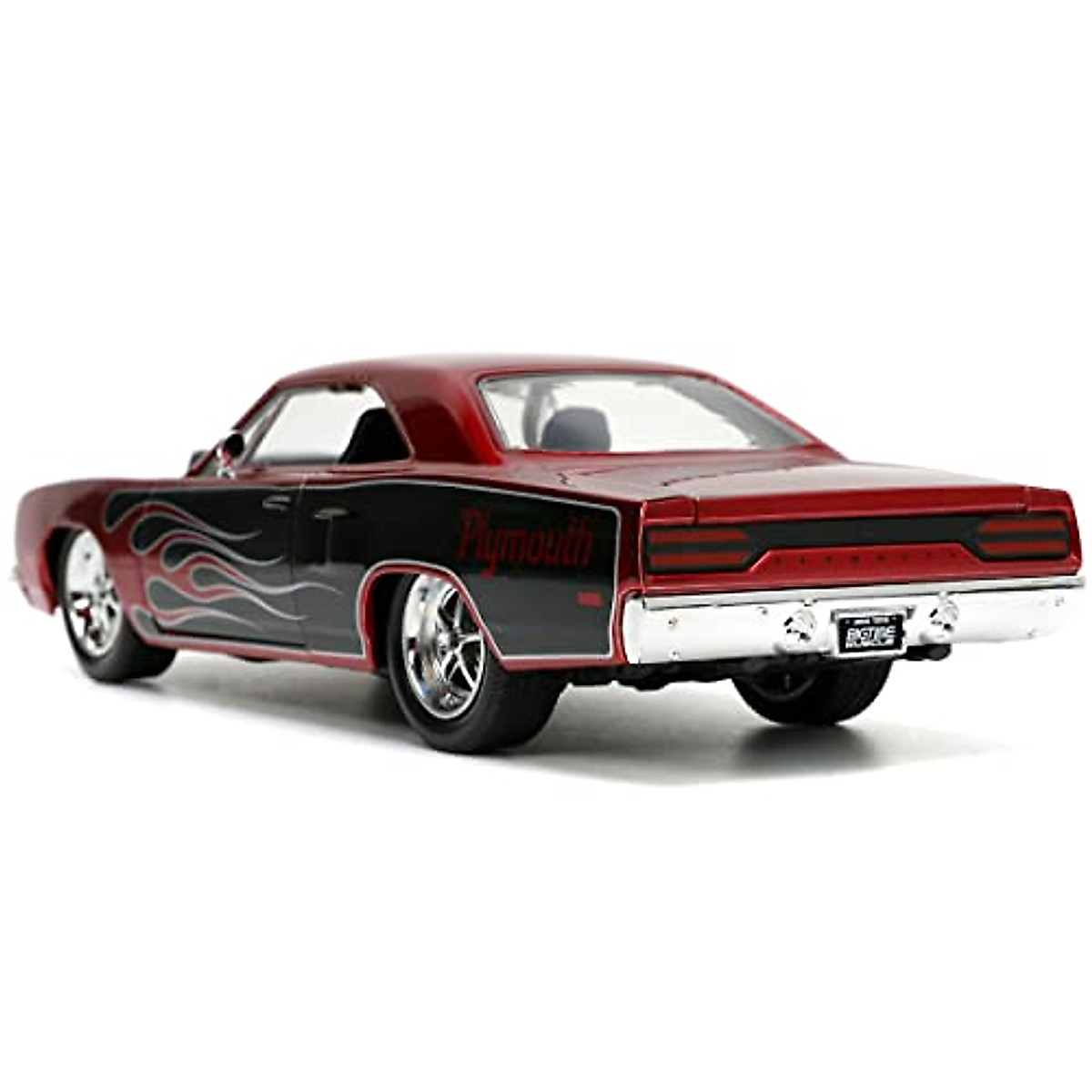 Jada Toys Big Time Muscle 1:24 1970 Plymouth Road Runner Die-cast Car Red/Black Flames, Toys for Kids and Adults