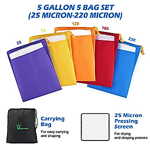 Hyindoor Bubble Bags 5 Gallon 5 Bag Herbal Ice Bubble Hash Bag Essence Extractor Kit Come with Pressing Screen and Storage Bag