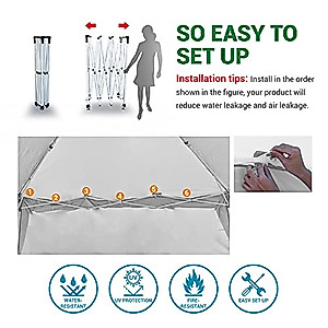 ASTEROUTDOOR 10'x10' Pop Up Canopy with Sidewalls, Adjustable Leg Heights, Windows, Wheeled Carry Bag, Stakes and Ropes, White