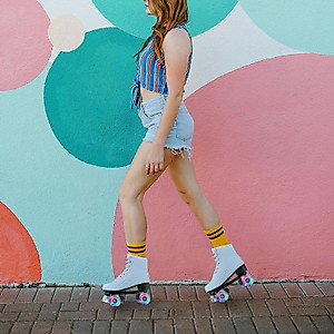 XUDREZ Roller Skates for Women Girls, SkyBlue Premium Frosted Material Roller Skates, Classic Double-Row High-top Roller Skates for Beginner, Indoor Outdoor Roller Skates (Women US: 8.5)