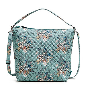 Vera Bradley Women's Cotton Oversized Hobo Shoulder Bag, Sunlit Garden Sage - Recycled Cotton, One Size