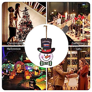 State Flag of Costa Rica Christmas Sign Wooden Plaque Xmas Snowman Sign for Home Holiday Wall Decor