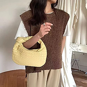 JBB Woven Handbag Bag for Women Leather Shoulder Bags Knotted Purse Soft Mini Hobo Clutch