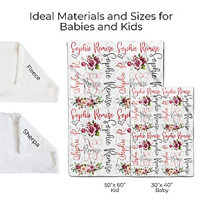 MDPrints Customized Baby Blanket for Girls, Custom Baby Blankets for Girls with Name, Personalized Baby Gifts (Monogram HA63)