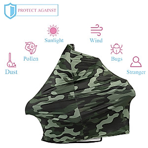 TUOKING Car Seat Covers for Babies, Multi-Use Cover-Silky Mom Nursing Cover Infant Breastfeeding Scarf Shopping Cart High Chair Ultra-Soft Stretchy for Boys and Girls Camo