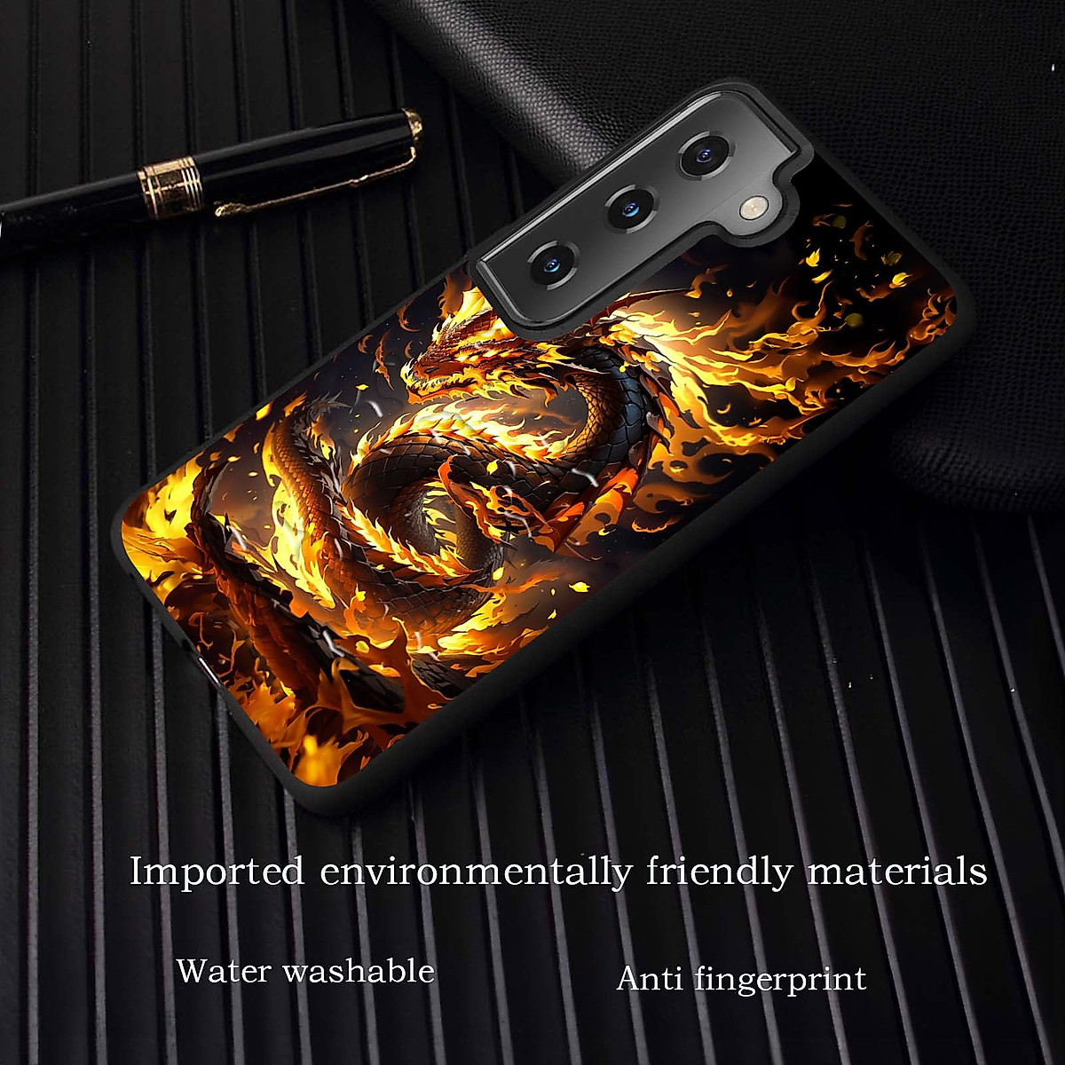 DHEEBFWE for Samsung Galaxy S23 Plus Thin Soft Frosted TPU Case Shock-Absorption Anti-Scratch Durable Protective Cover for Samsung Galaxy S23 Plus 2023 6.6",Fire Dragon
