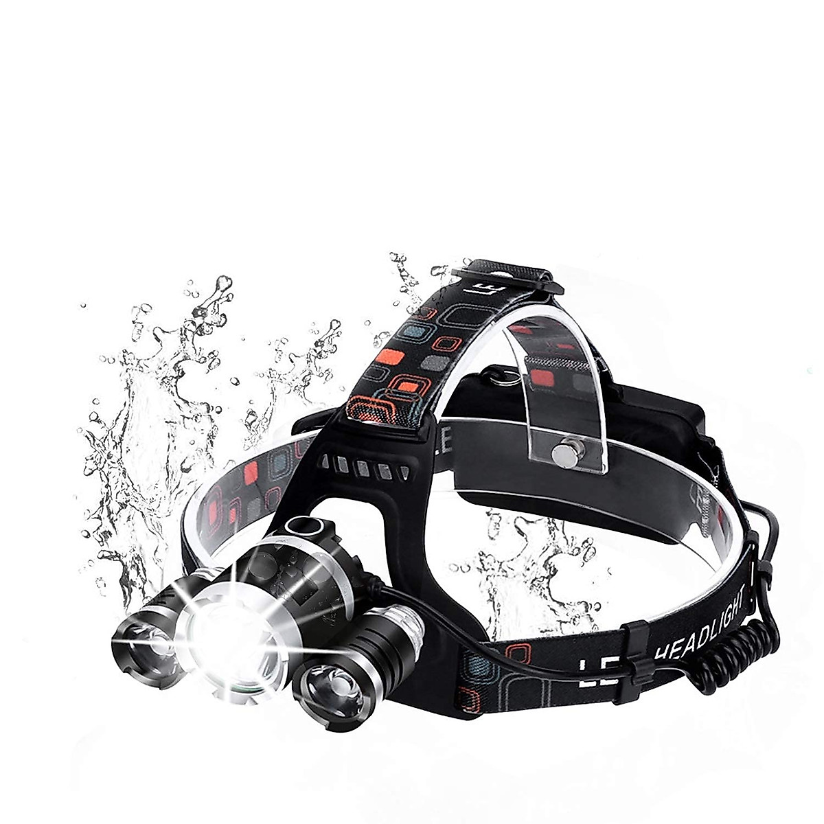 AUERVO Rechargeable LED Headlamp, 10000 Lumens Bright Headlight, Portable Waterproof Flashlight Kit with Rechargeable Batteries for Night Hunting Fishing Camping