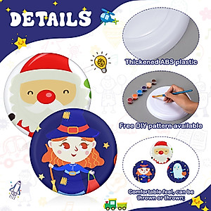 Tenceur 36 Pcs DIY Plastic Flying Disks Bulk 7 Inch Color Your Own White Flying Disc with 10 Paintbrushes and 3 Paints for Party Favors and Crafts Fun Home Activities Games