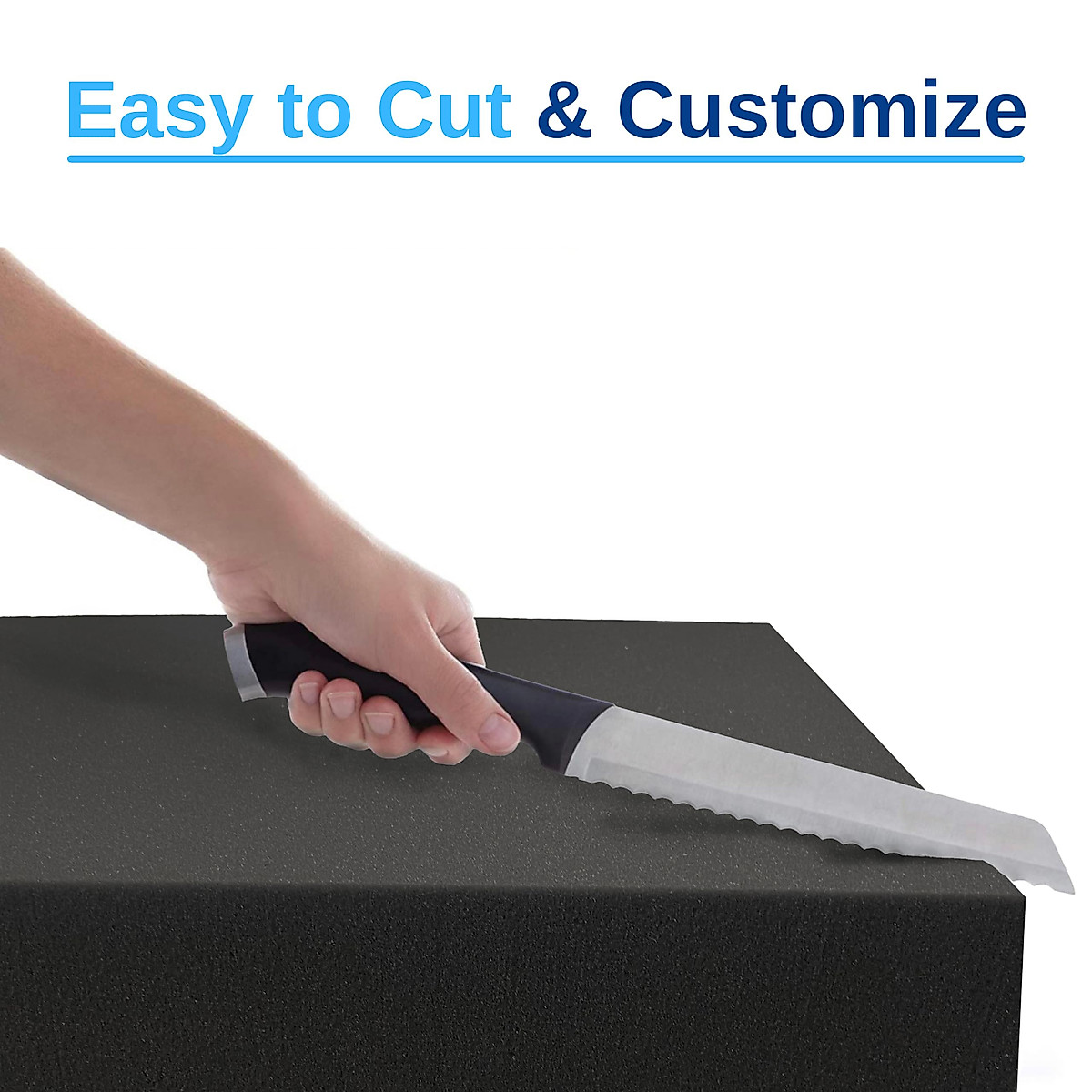 FoamRush 0.5" x 24" x 72" Charcoal High Density Upholstery Foam Cushion, Upholstery Sheet, Foam Padding, Seat Replacement, Wheelchair Seat & Chair Cushion Replacement, Square, Made in USA