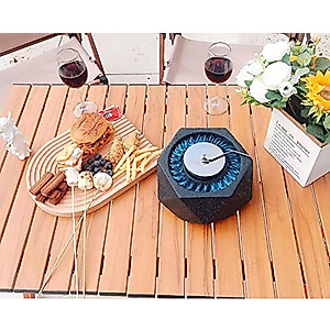 Tabletop Fire Pit Bowl Indoor Outdoor for Smores,Table Top Fire Pit Bowl,Table Top Firepit for Outside Patio, Mini Indoor Fire Pit Ethanol,Portable Tabletop Fireplace, Smokeless (Black (Hexagon))