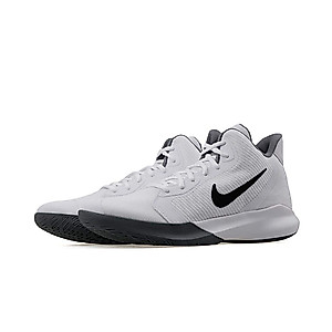 Nike Unisex-Adult Precision III Basketball Shoe, White/Black, 3.5 Regular US