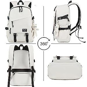 Caoroky knight College School Bag for Men Women Laptop Backpack 15.6 Inch Anti Theft Travel Daypack Large Elementary Middle High Bookbags for Teens Girls Boys Students-Medium,off-white