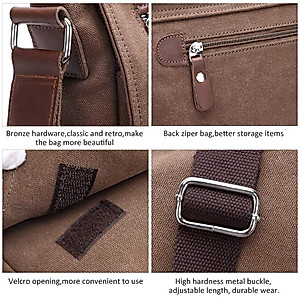 Unisex Messenger Bag Casual Canvas Bag Shoulder Sling Bag Satchel Messenger Bag for Men Work Office 13 inch Laptop Bag (Medium-Coffee)