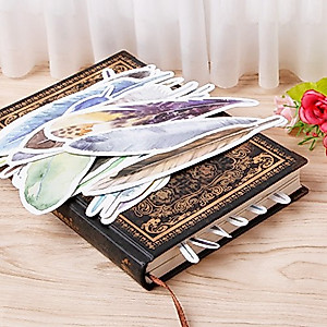 Usdepant 30Pcs/Set Colorful Feather Shape Paper Bookmarks for Reading (Colorful Feather Shape)