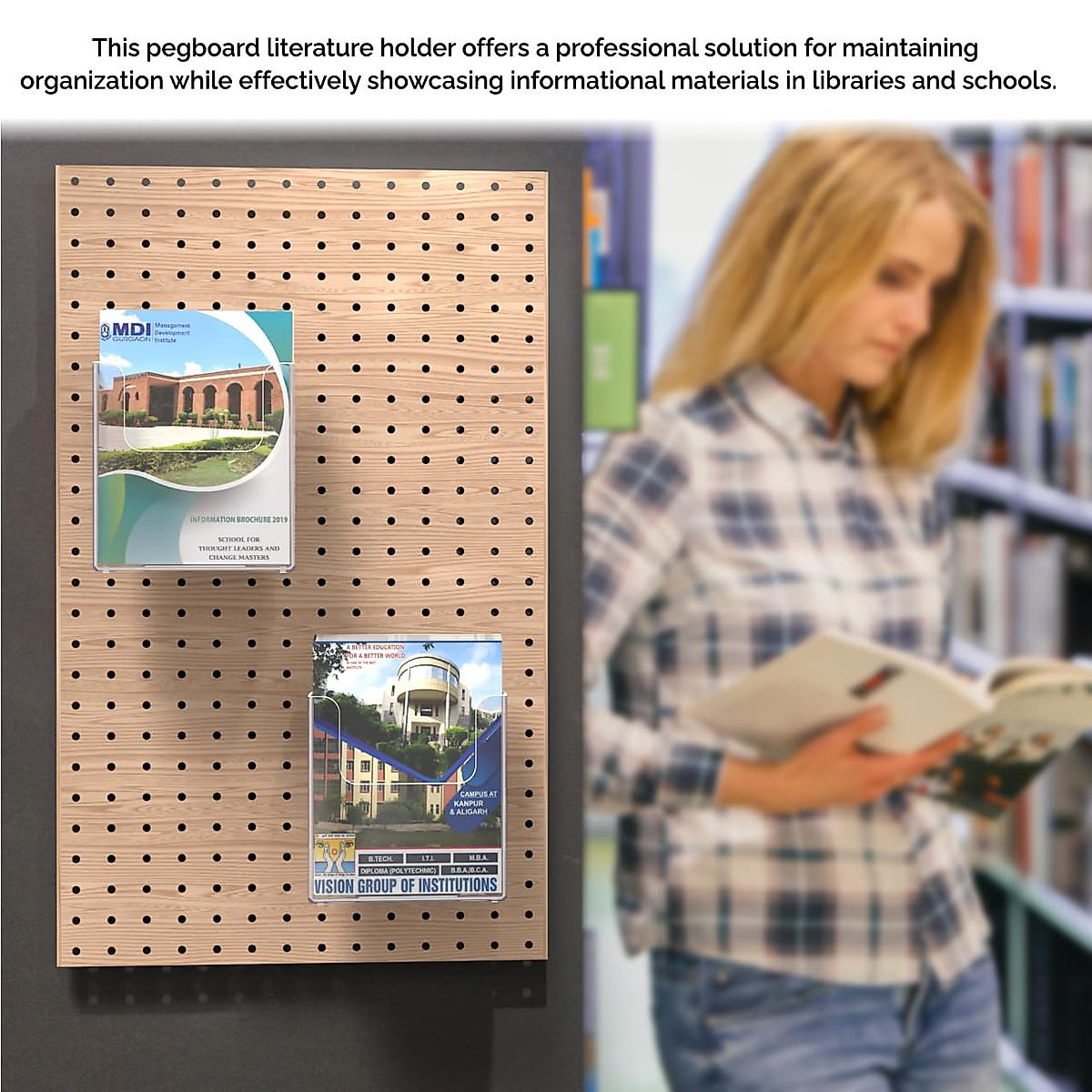 Marketing Holders 12 Pack Peg Board 6.5" W Brochure Holder Pamphlet Display Catalog Booklet Maps Literature Printed Material Menu Clear Acrylic