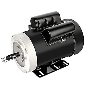 2HP Electric Motor 3450 RPM General Purpose Single Phase Motor 56C Frame 115V/230V 5/8" Shaft Diameter Rolled Steel Shell TEFC 60HZ